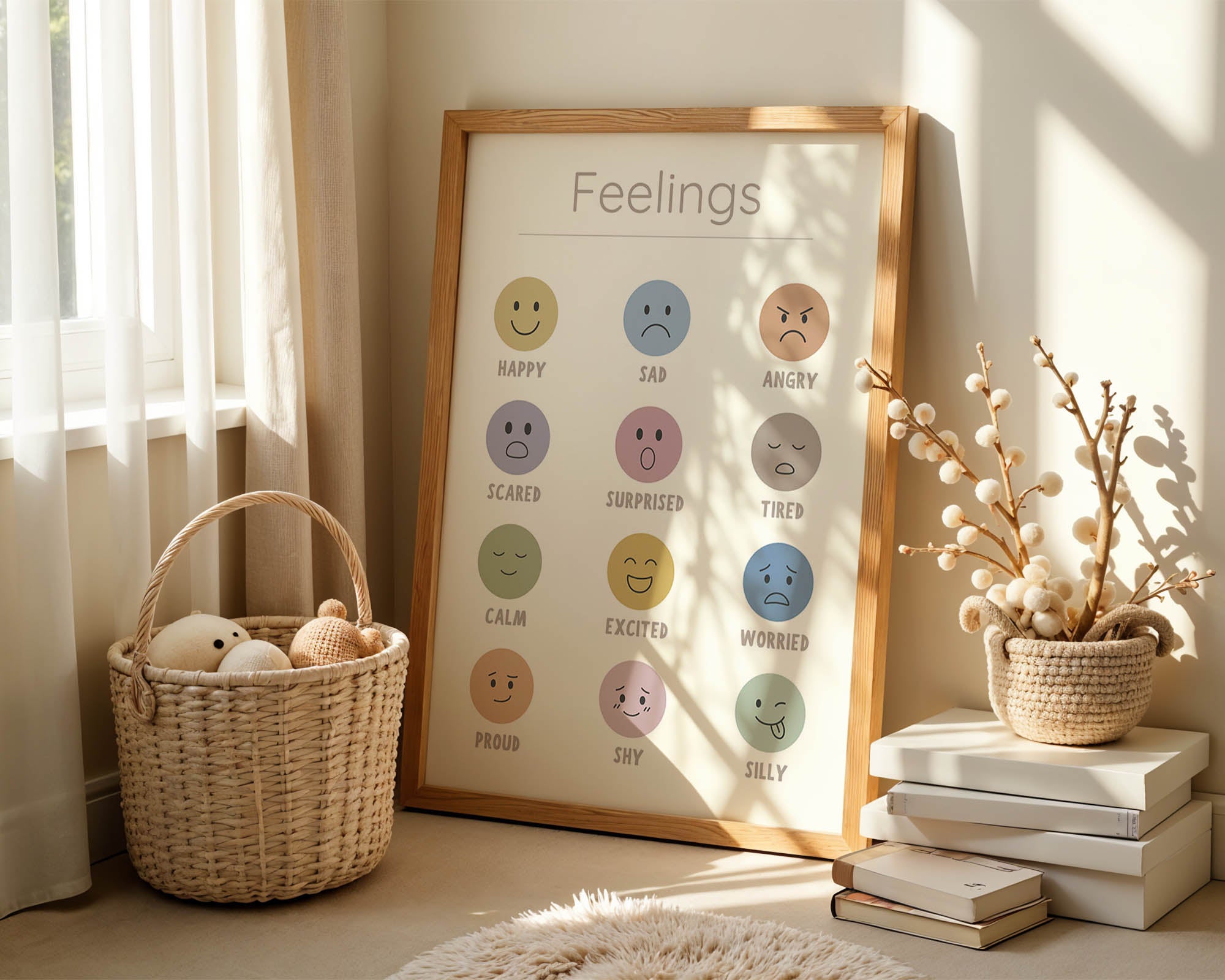 Feelings & Emotions – Soft Pastel Nursery Wall Art Poster – FEMTOARTS