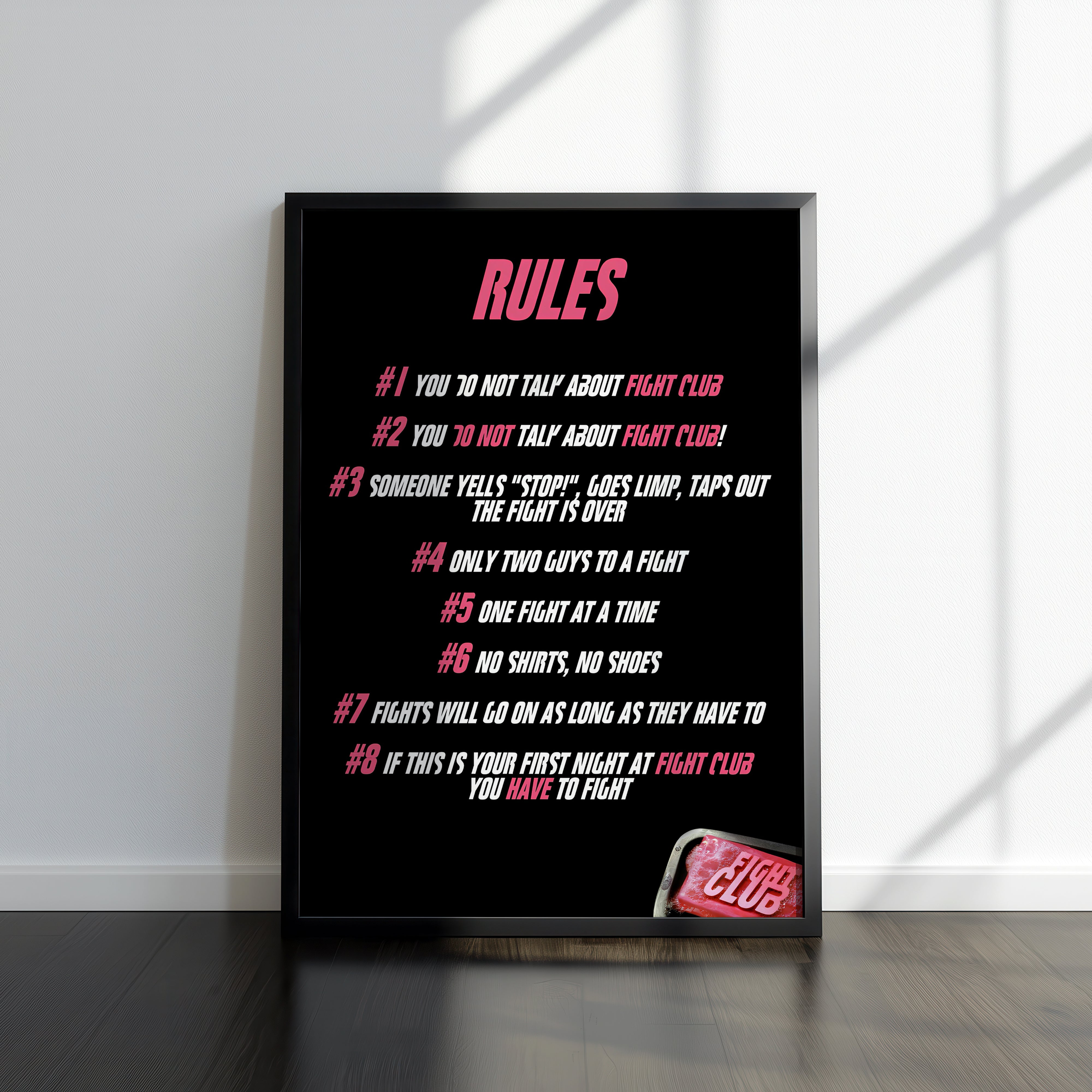 Fight Club Rules Poster – Minimalist Edition – FEMTOARTS