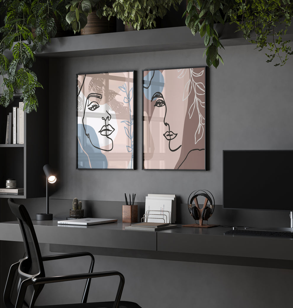 Modern Feminine Portraits – Vogue Line Art Combo (Set of 2) – FEMTOARTS