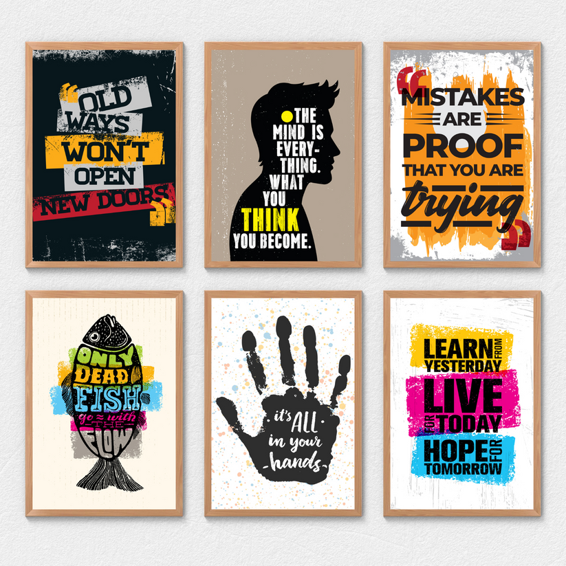 Motivational Quotes Combo ( Set of Six A4 Posters) – FEMTOARTS